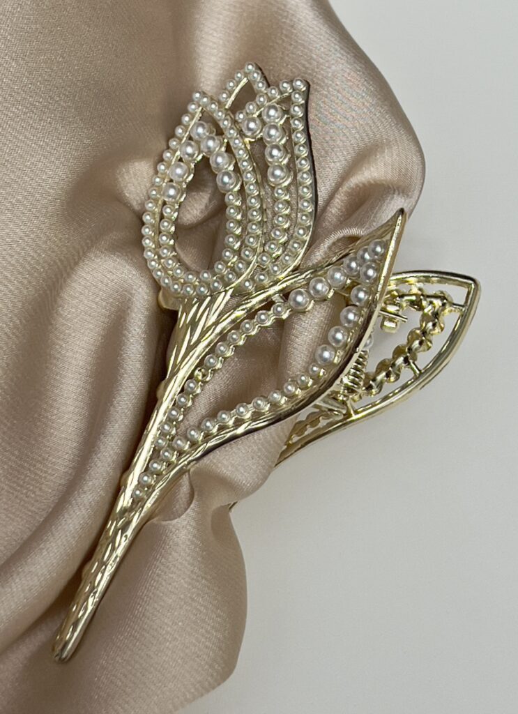 Pearl Elegant Large Metal Hair Claw | guzelhanim.com